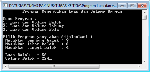 Contoh Program Menghitung Luas Permukaan dan Volume Bangun dalam C++ ...