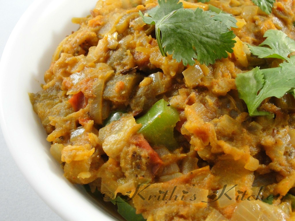 Krithi's Kitchen: Baingan Bhartha / Roasted Brinjal Curry | Indian ...