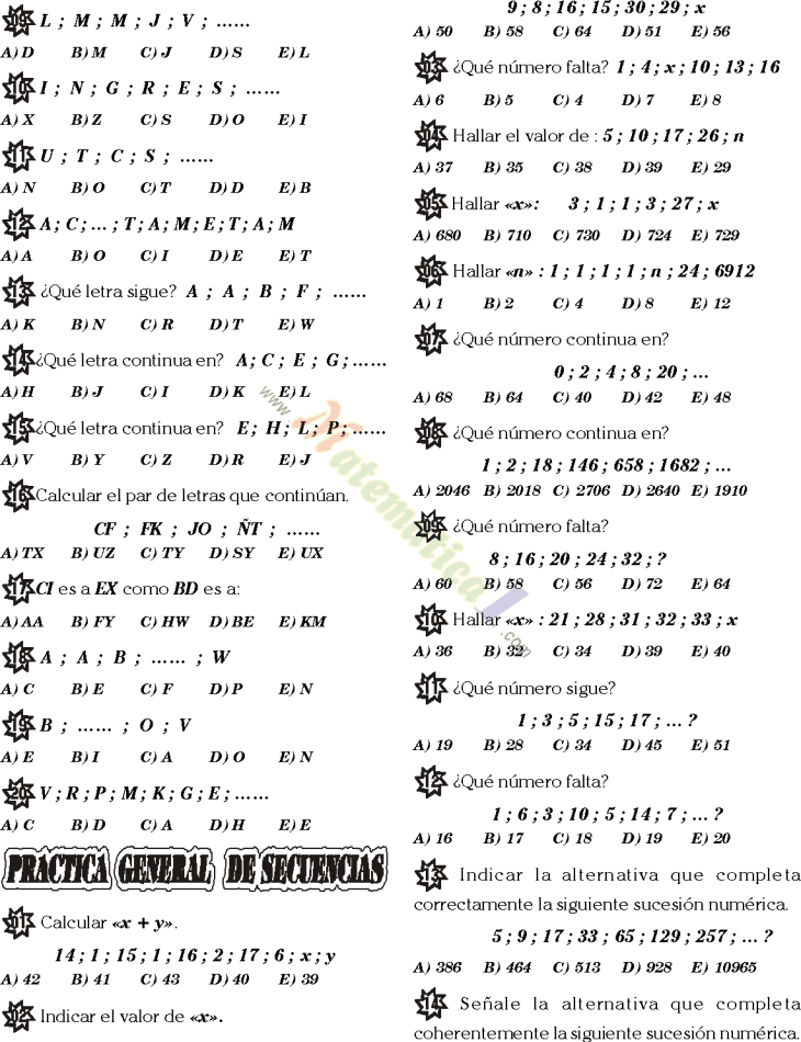 SECUENCIAS LITERALES EJERCICIOS DESARROLLADOS DE RAZONAMIENTO PDF