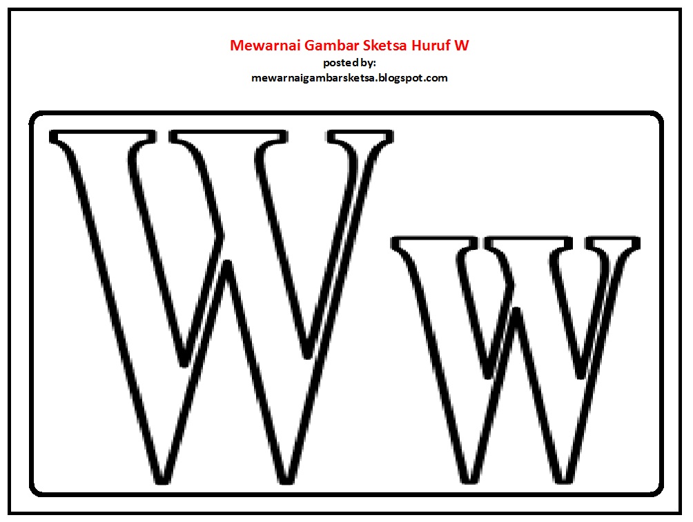 Mewarnai Gambar: Mewarnai Gambar Sketsa Kaligrafi Huruf W