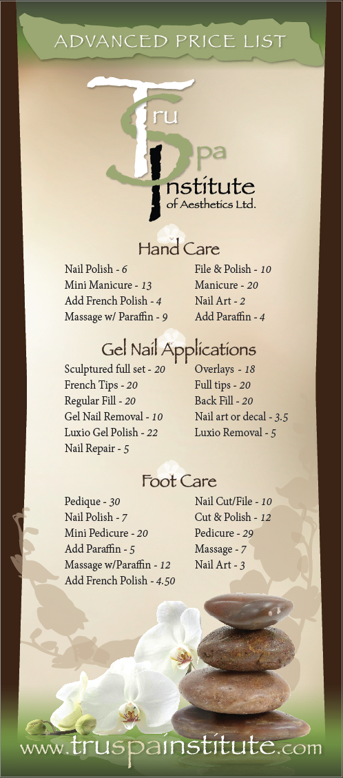 Jenneson Creatives Design: Spa Menu Cards