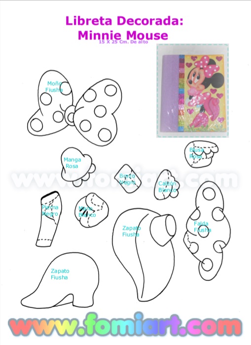 Moldes Gratis "Minnie Mouse para decorar libretas" - Moldes Gratis 2017