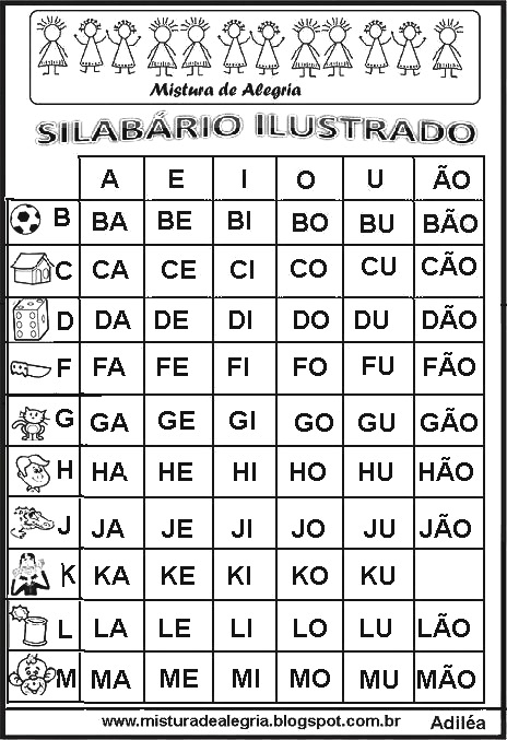 SEQUÊNCIA SILÁBICA, SILABÁRIO, IMPRIMIR E COLORIR-Mistura de Alegria ...