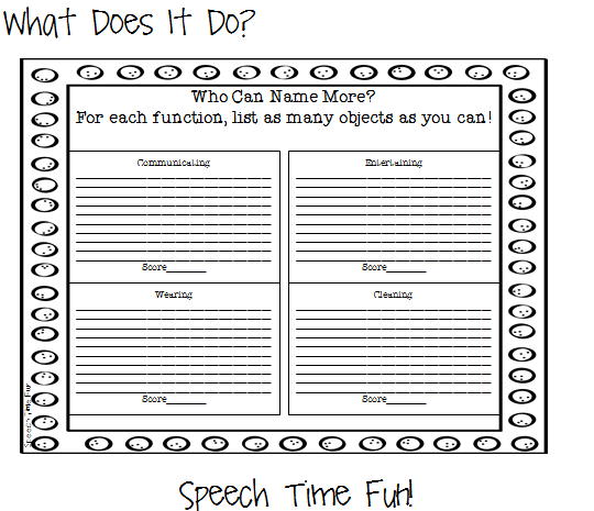 What Does It Do? What Do You Use It For? - Speech Time Fun: Speech and ...