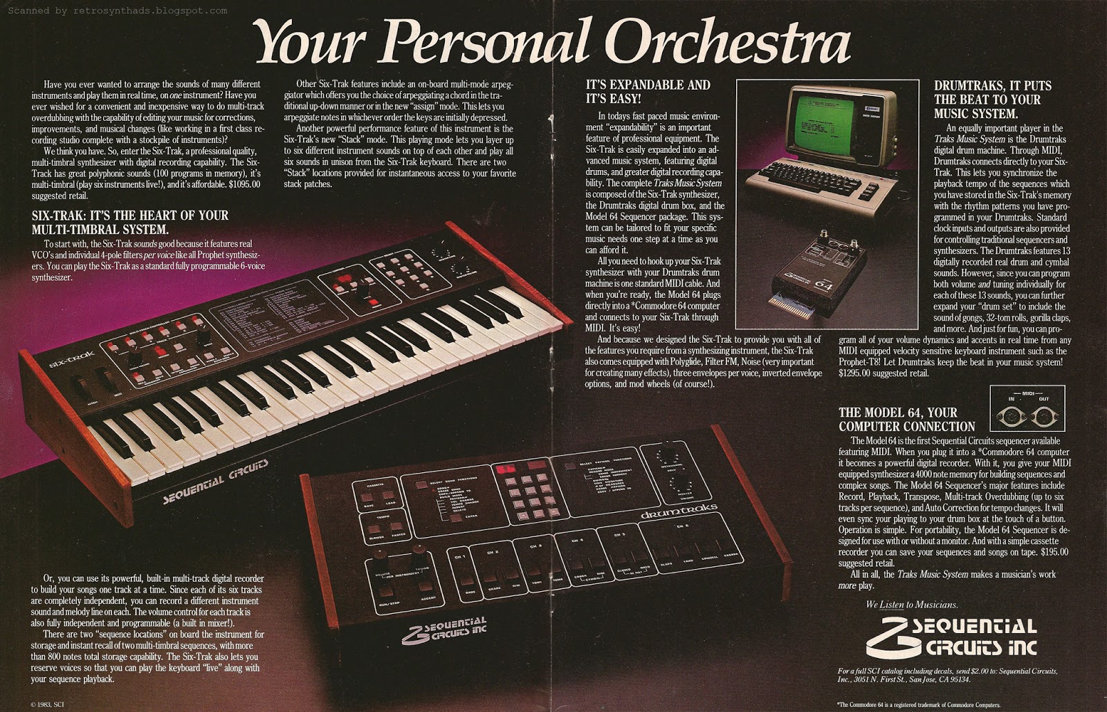Retro Synth Ads: Sequential Circuits Inc. Model 610 Six-Trak, Model 400 ...