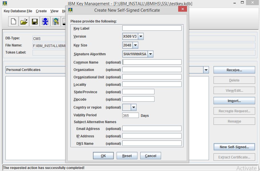 MiddlewareBox: How to Create Self-signed Certificate using ikeyman - tool For WebSphere ...