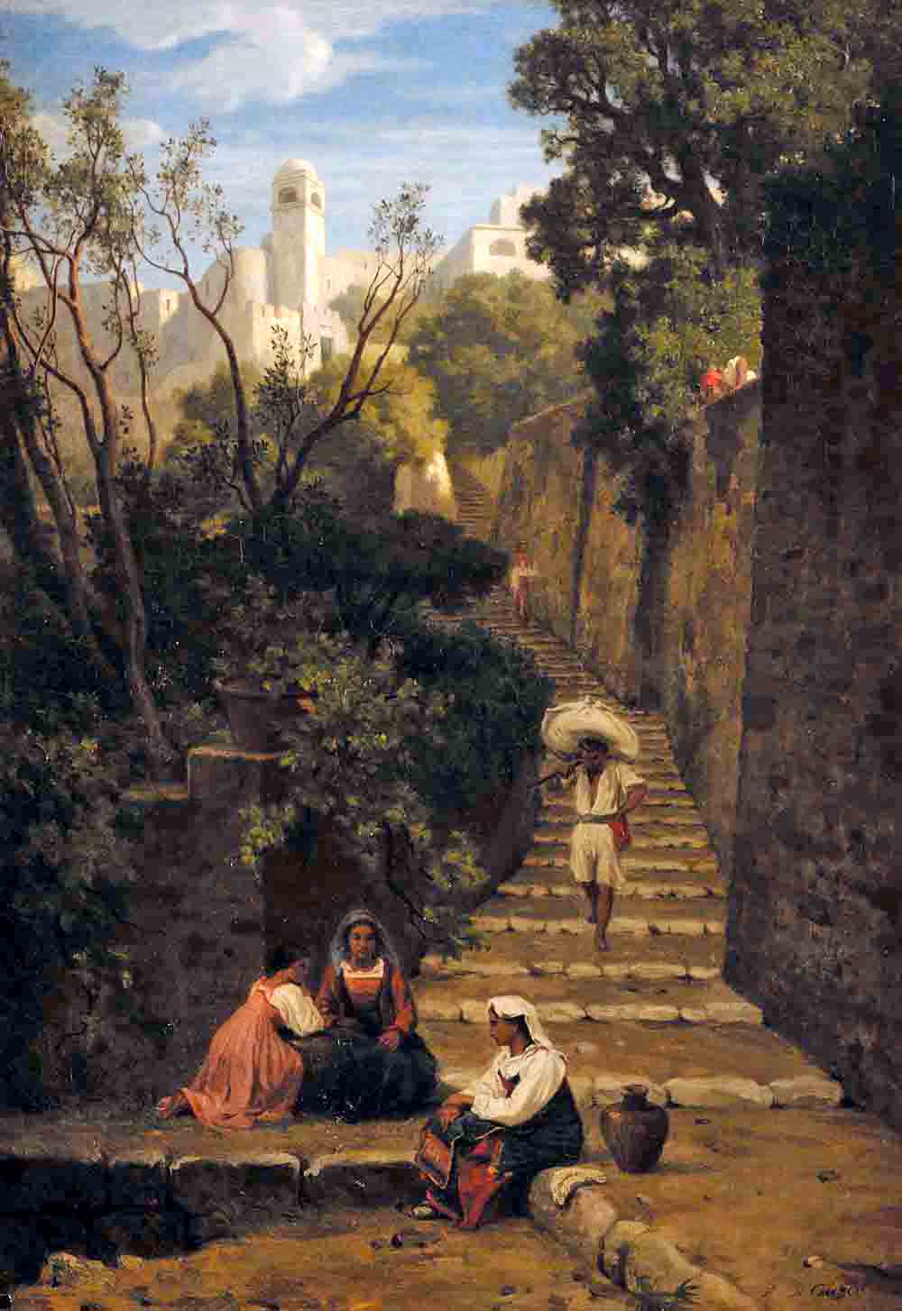 Peinture Française du 19ème Siècle: Capri Staircase (ca. 1862)