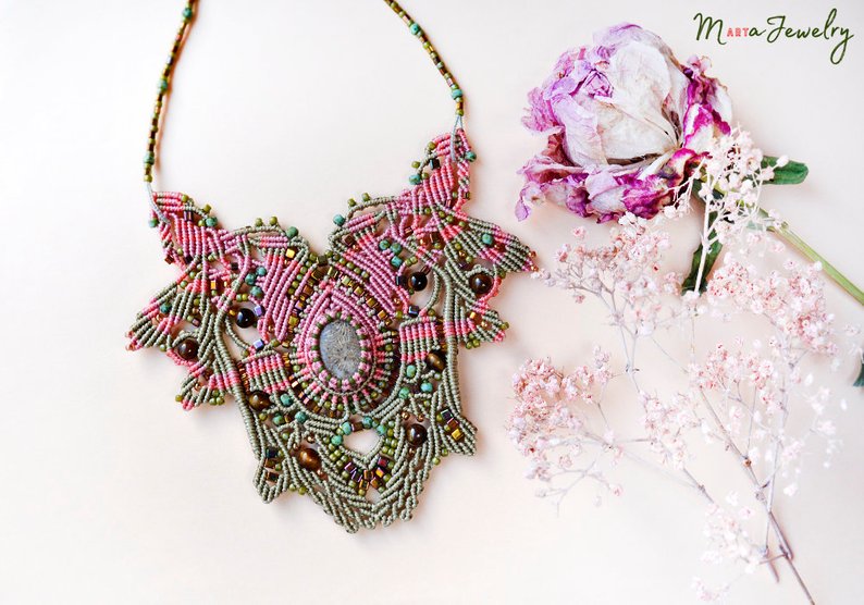 Gemstone Micro-Macrame Jewelry by MartaJewelry / The Beading Gem