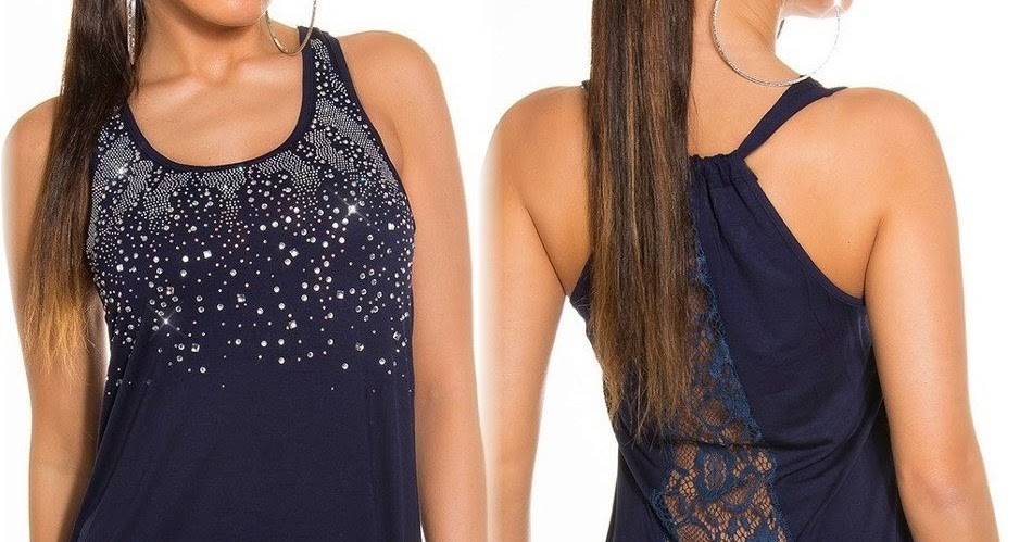 Top de alças com brilhantes e aplicação de renda nas costas | Dicas ...