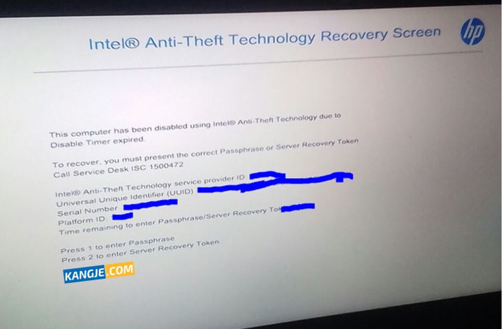 [SOLVED] Laptop Terkunci Intel Anti-Theft Technology Recovery Screen