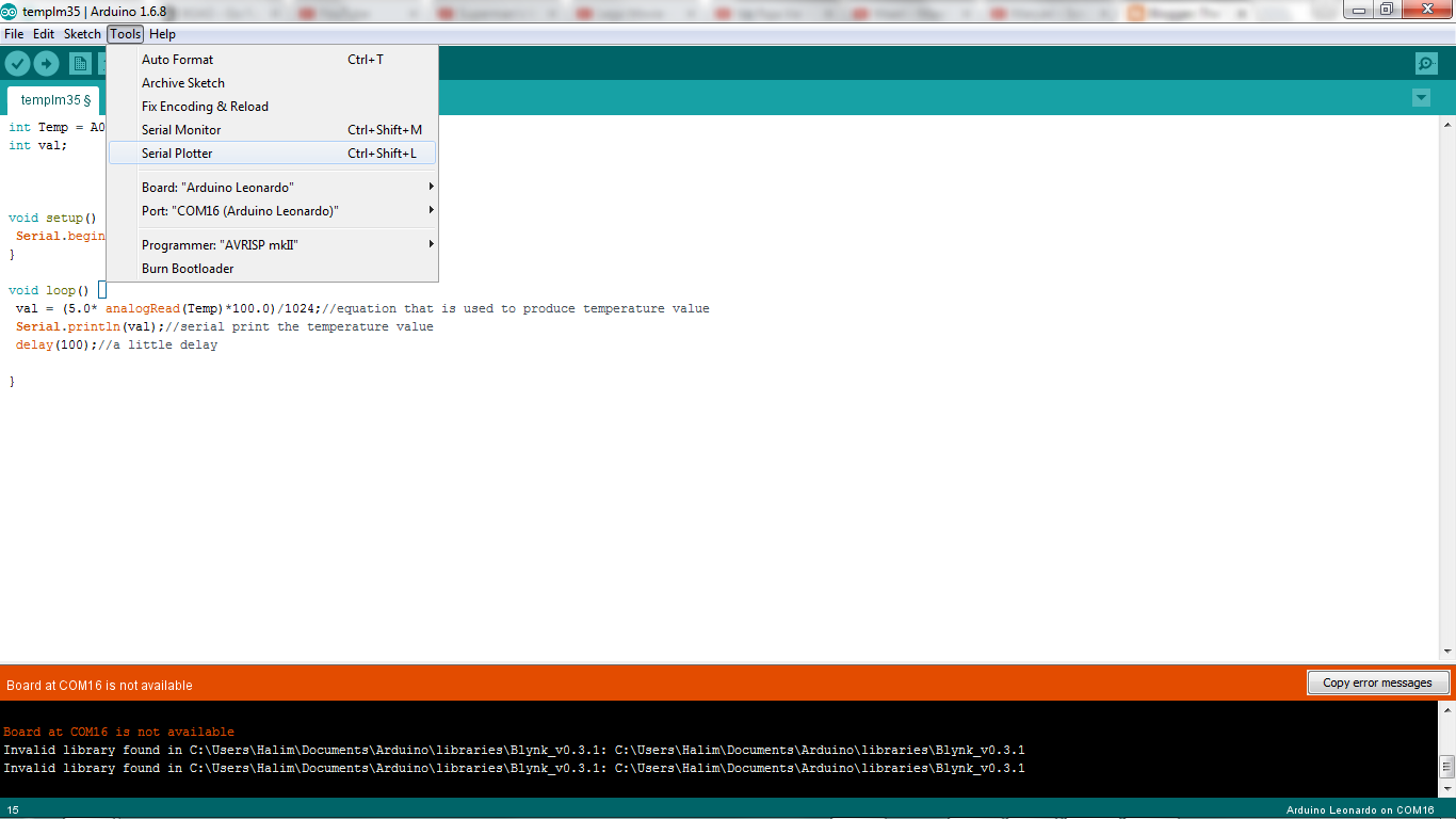 Arduino Experiments Lm35 And Graph Plotting