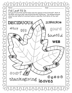 The Puzzle Den: Free Fall Leaf Fill In Puzzle