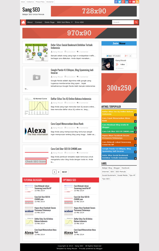 Sang SEO - Plantilla Blogger Responsive | Plantillas Blogger
