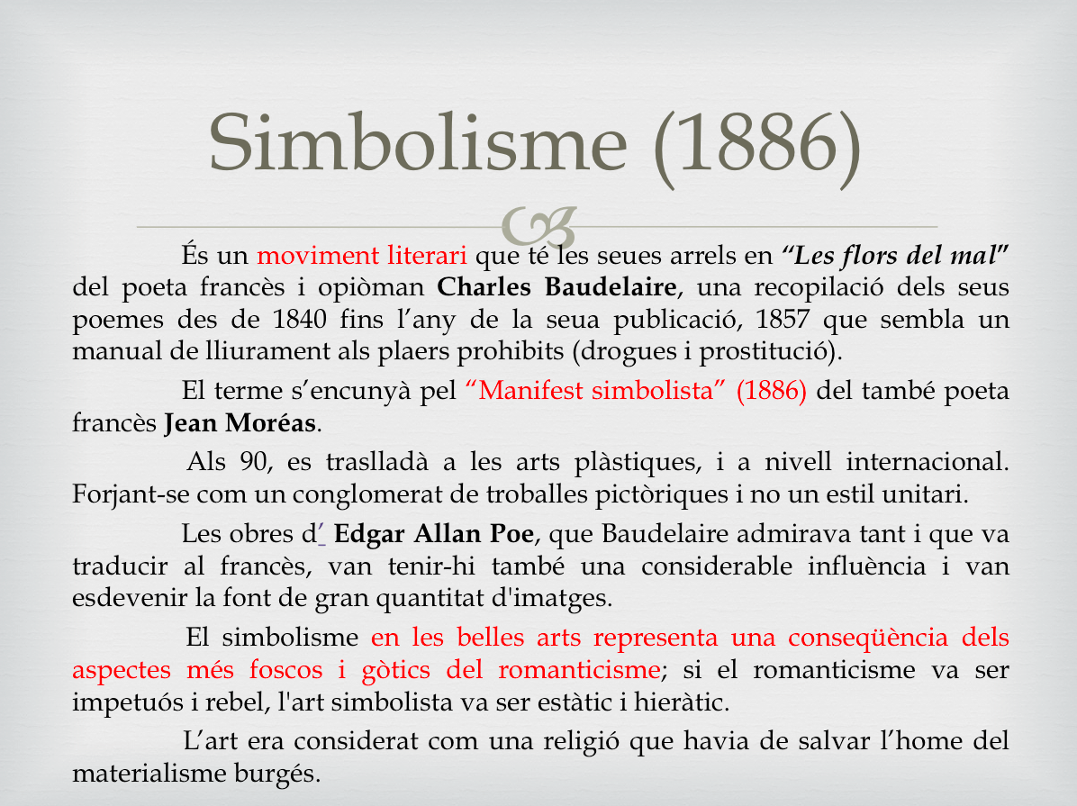 FONAMENTS DE L'ART II: EL SIMBOLISME