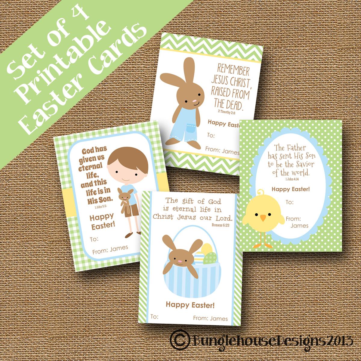 Bunglehouse: Children's Easter Cards {Blue & Pink}