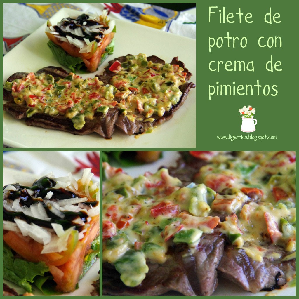 ligero y rico: Filete de Potro con crema de pimientos