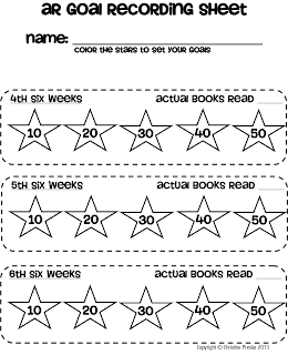 Preslar's Place: AR Goal Trackers at Manic Monday Classroom Freebies