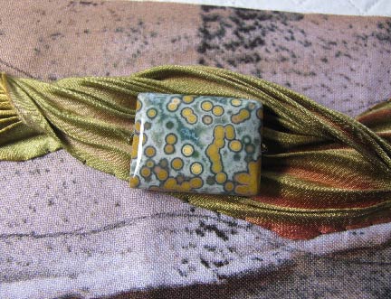 Shibori ribbon bead embroidered bracelet - part two