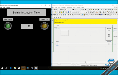 Belajar PLC Instruction Timer simulation CX Designer