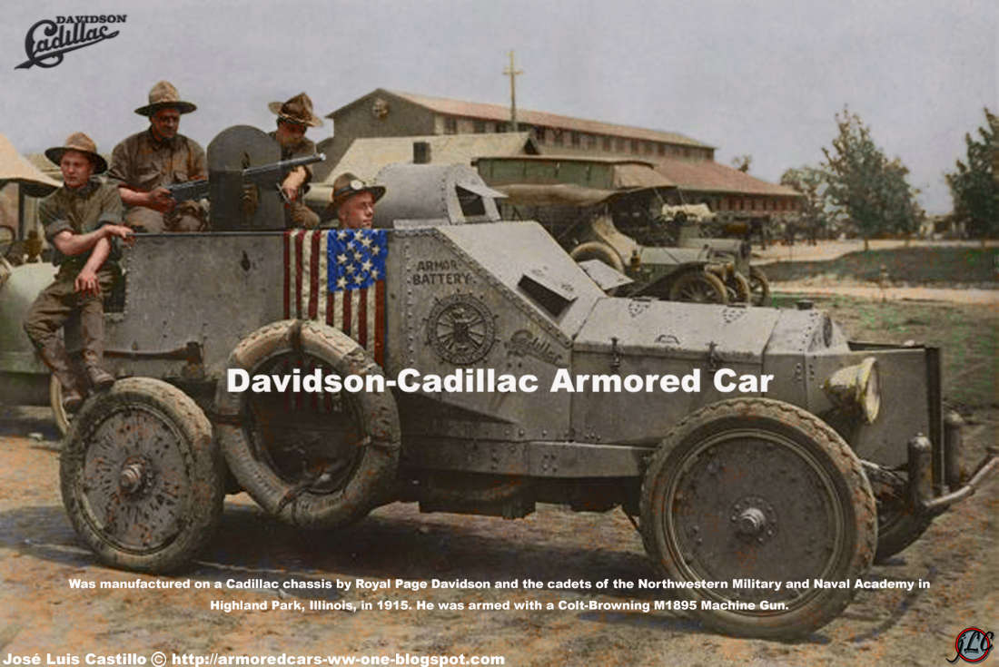 Armored Cars in the WWI: US Davidson-Cadillac Armored Car, 1915.