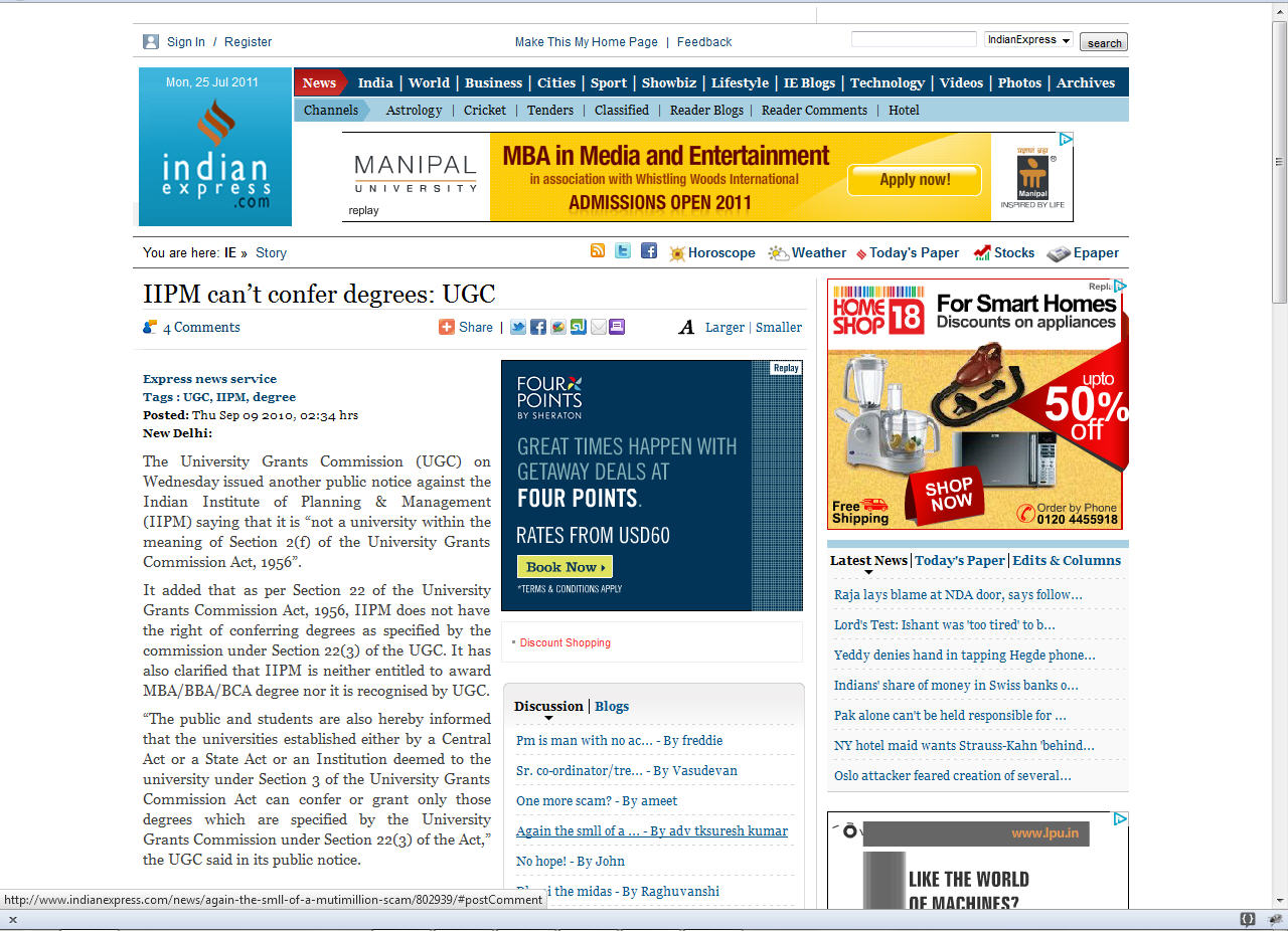 IIPM fraud: IIPM can't confer Degrees(MBA, BBA ...):UGC