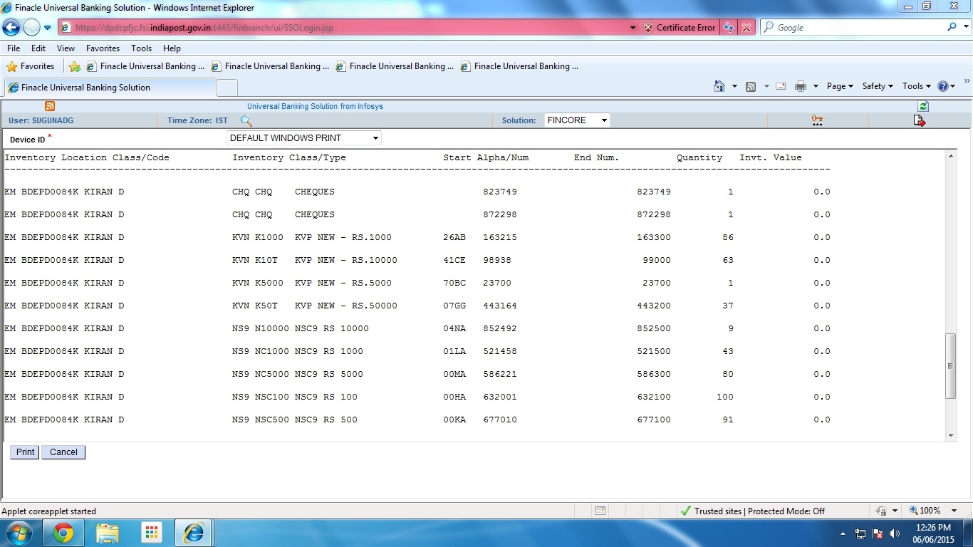 Inventory menus in DOP Finacle - POFINACLEGUIDE