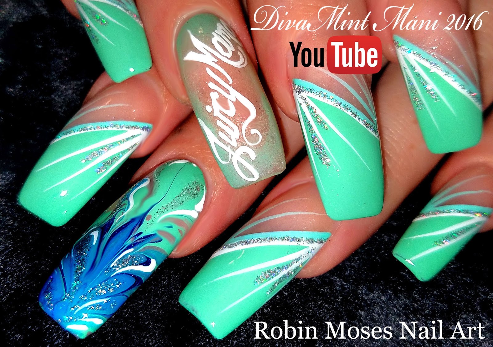 Nail Art by Robin Moses: Easy Diagonal DIVA Striped Nail Art | DIY Hand ...