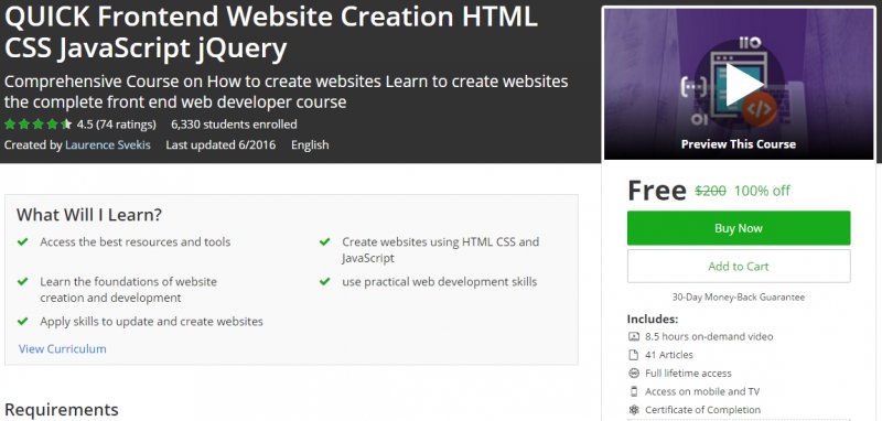 [100% Off] QUICK Frontend Website Creation HTML CSS JavaScript jQuery ...