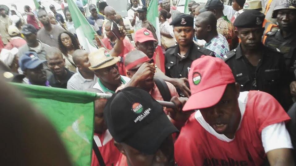 NLC protests at Lagos State Secretariat, Alausa, Ikeja (Photos)