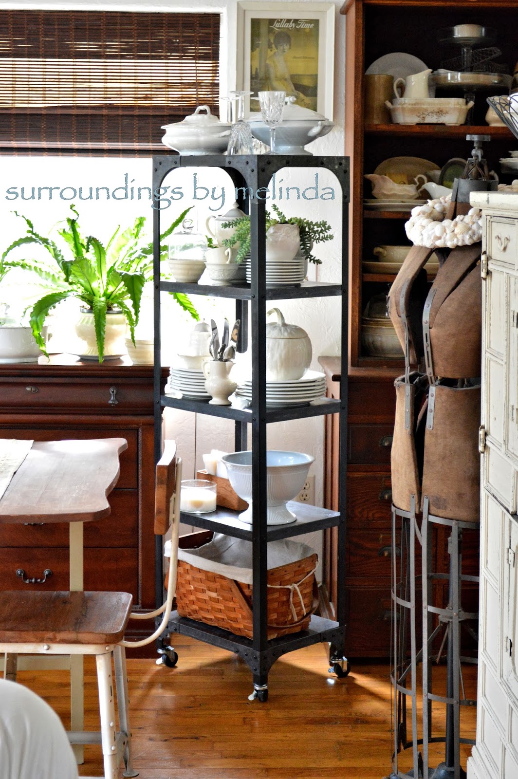 Surroundings by Melinda: the industrial rolling shelves...