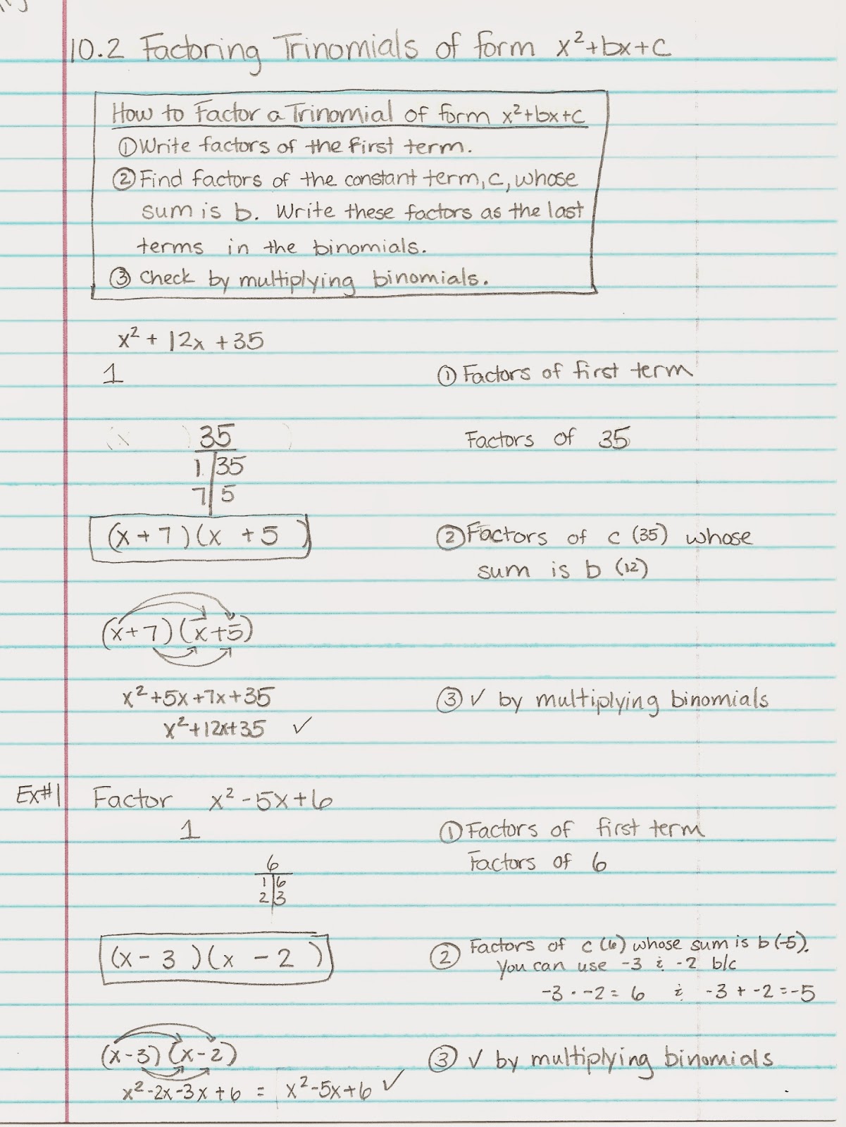 Algebra Alerts (Algebra 1 and 2): Algebra 1: Lesson 10.2 Notes and HW ...