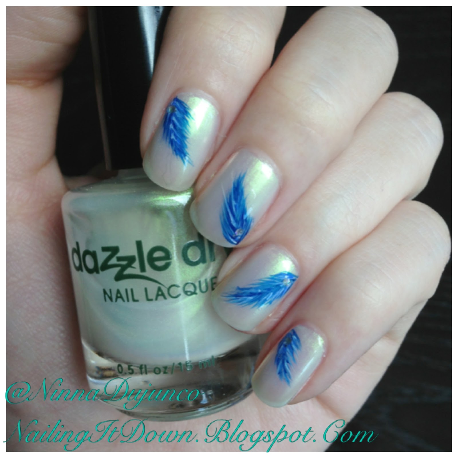 Nailing It Down!: Blue Feather Nails -- My Graduation Nails!!
