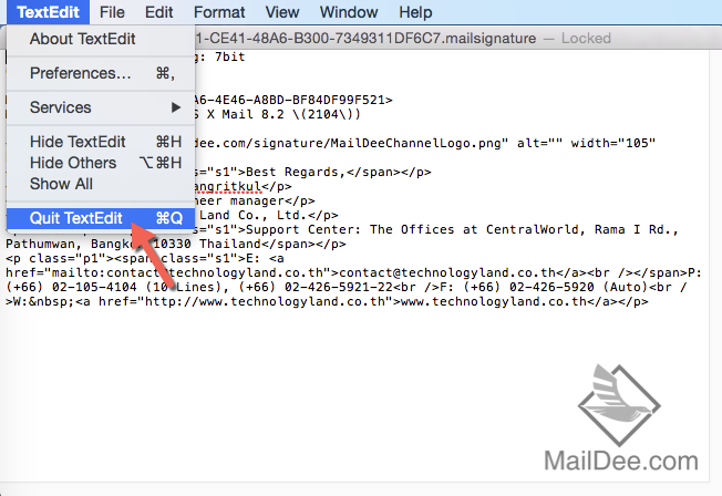 Technology Land Co., Ltd.: [Mac OS] วิธีการใส่ลายเซ็น HTML Code ลง App Mail