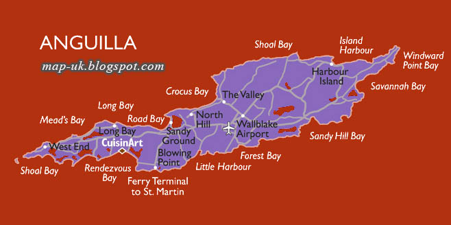 Map of UK: Anguilla Map Political and Region Information