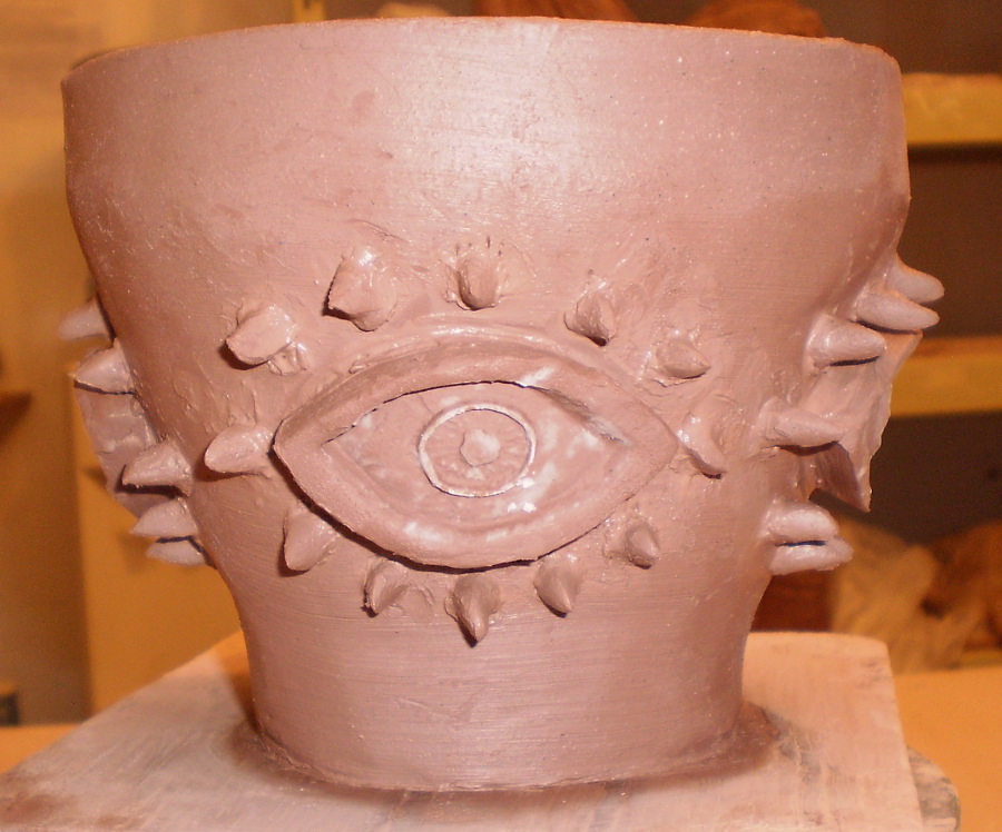Aberrant Ceramics: Eye Pot Planter With Spikes WIP