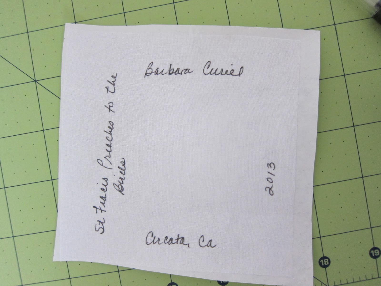 Thinking Out Loud: Making a Pocket Quilt Label from a Handkerchief