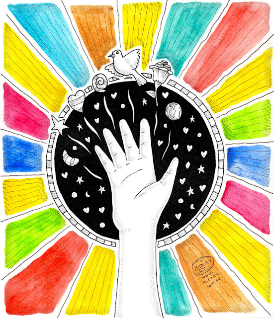 Ilustrador Alexiev Gandman: Paso a paso para ilustrar la "No violencia"