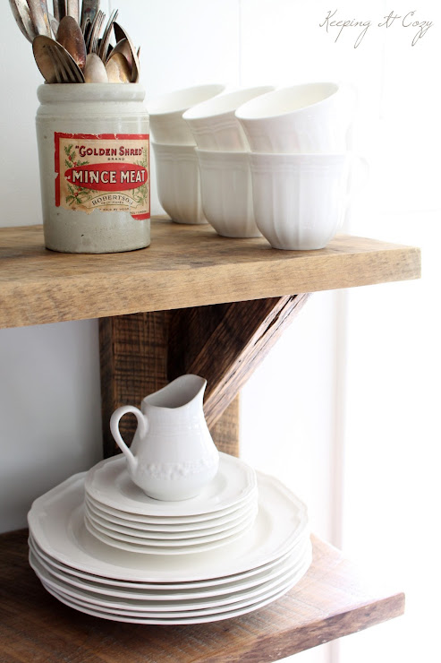 Keeping It Cozy: Reclaimed Wood Kitchen Shelves