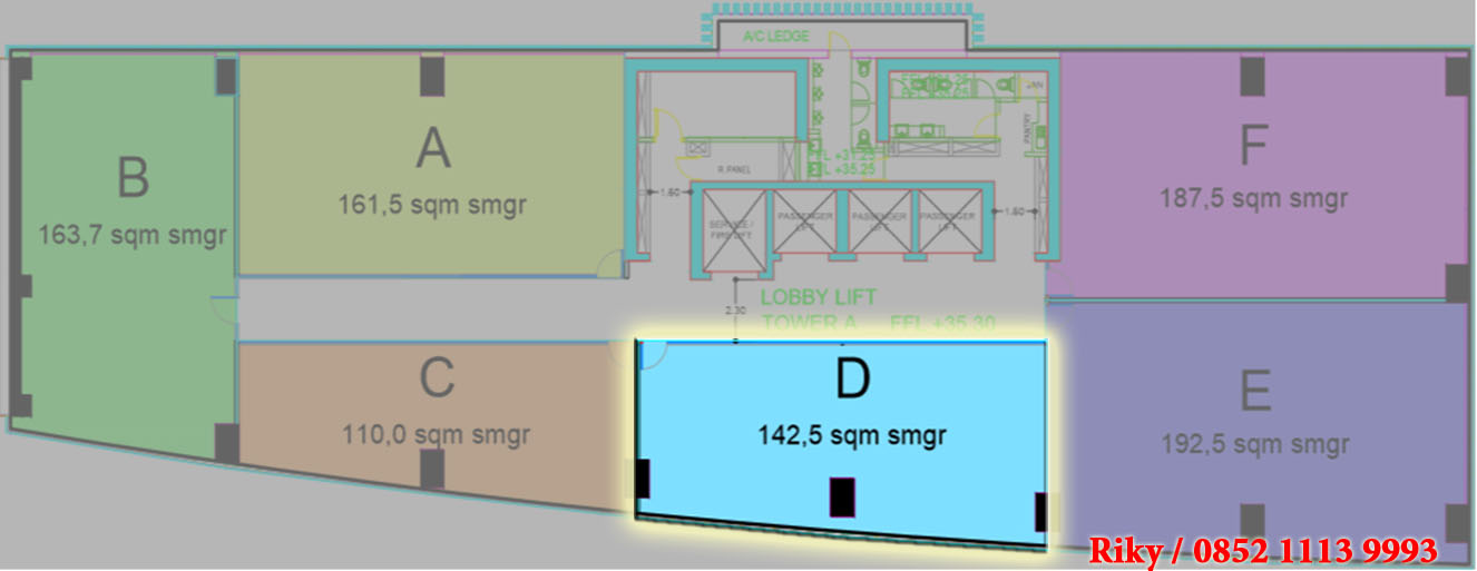 Hermina Tower - Premium Office Space: Layout Tower 1 Tipe D