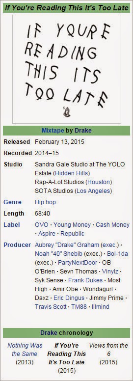 Drake- If You're Reading This It's Too Late (2015) | AlbumsnBooks Previews