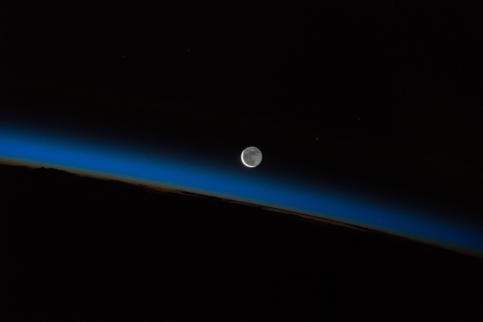 Moon and Earth's Atmosphere seen from International Space Station ...