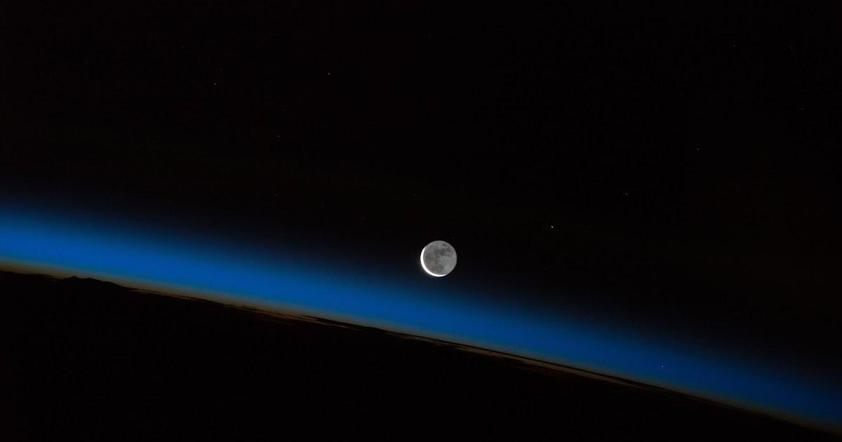 Moon and Earth's Atmosphere seen from International Space Station ...