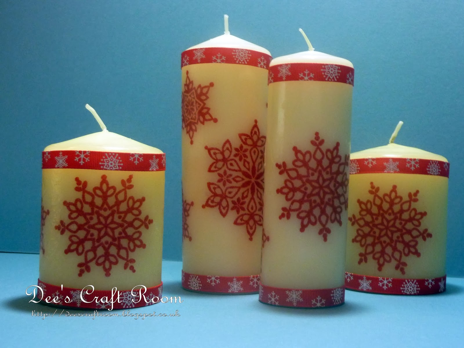 Dee's Craft Room: Red Snowflake Candles