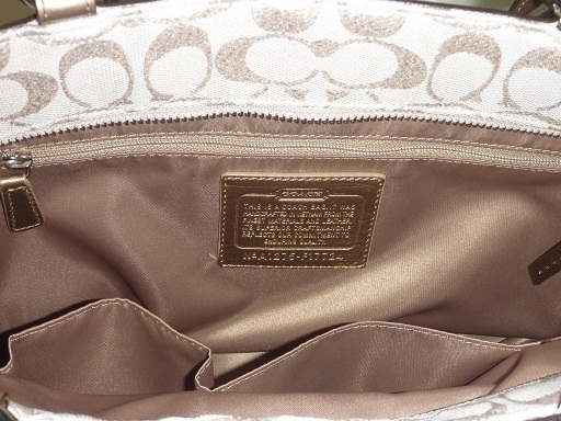 MAD FOR COACH: Coach Signature Lexi East/West Gallery Tote Khaki/Gold ...