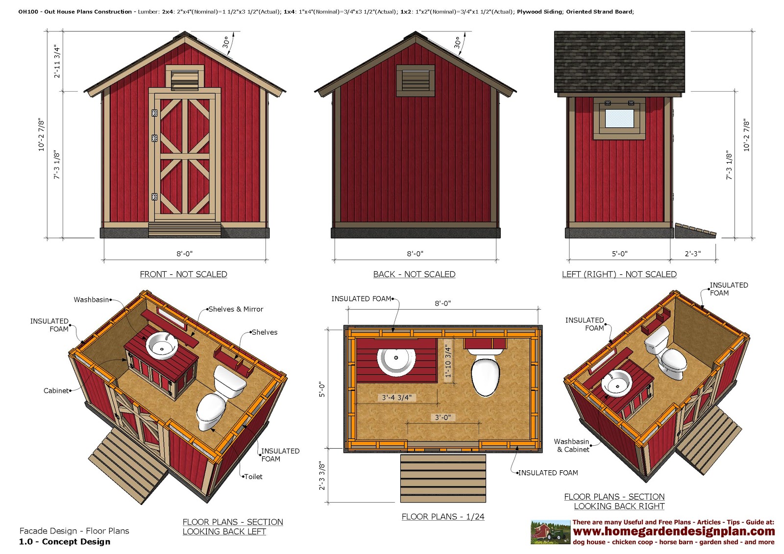 home garden plans: OH100 - Out House Plans Construction - Out House ... home garden plans: OH100 - Out House Plans Construction - Out House ...