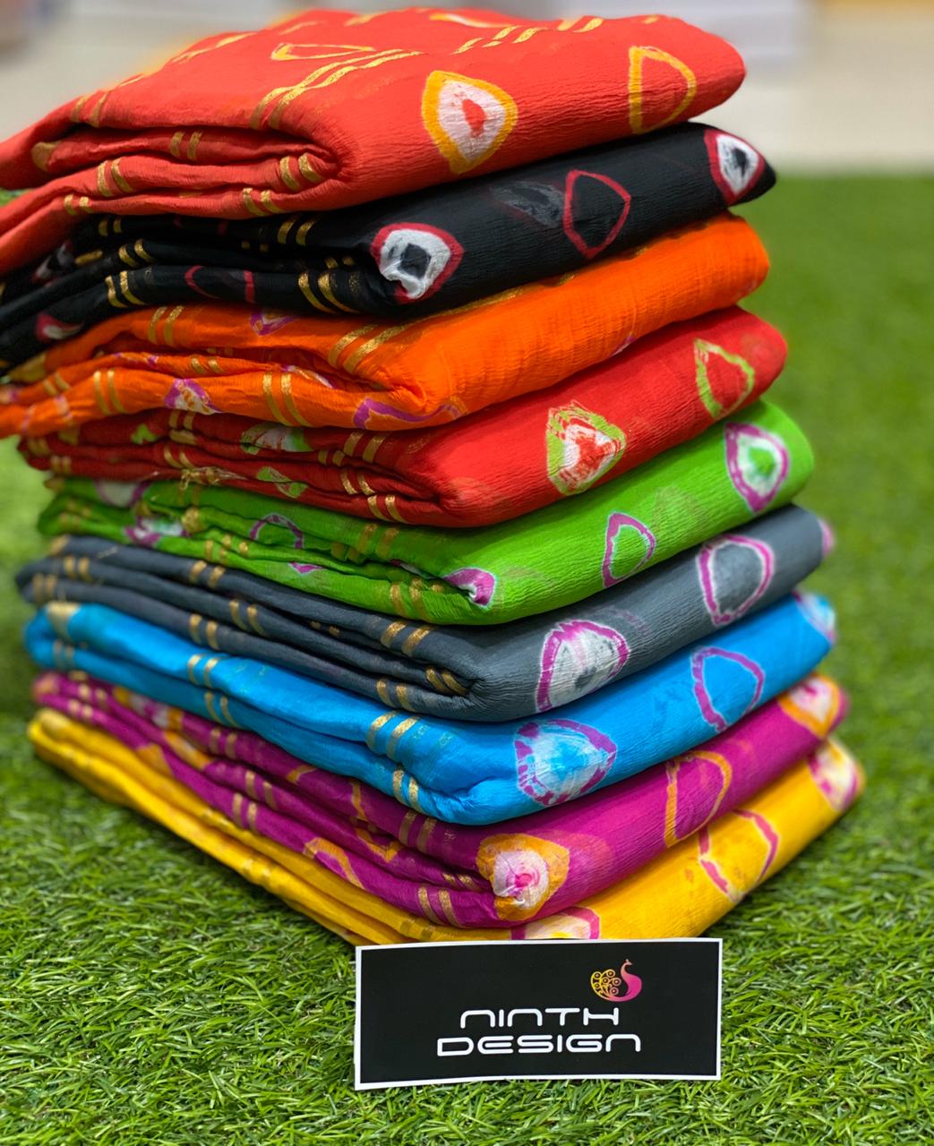 Chiffon sarees with bandini design