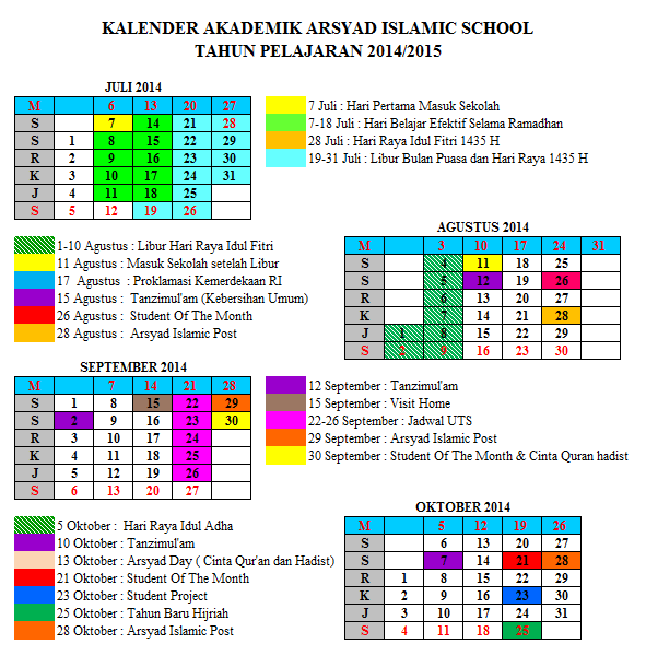 Arsyad Islamic School: 12. Kalender Akademik SDIT AIS