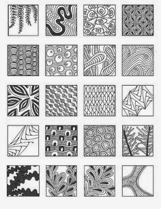 Zentangle, rustgevend tekenen: Zentangle, voorbeelden patronen 1