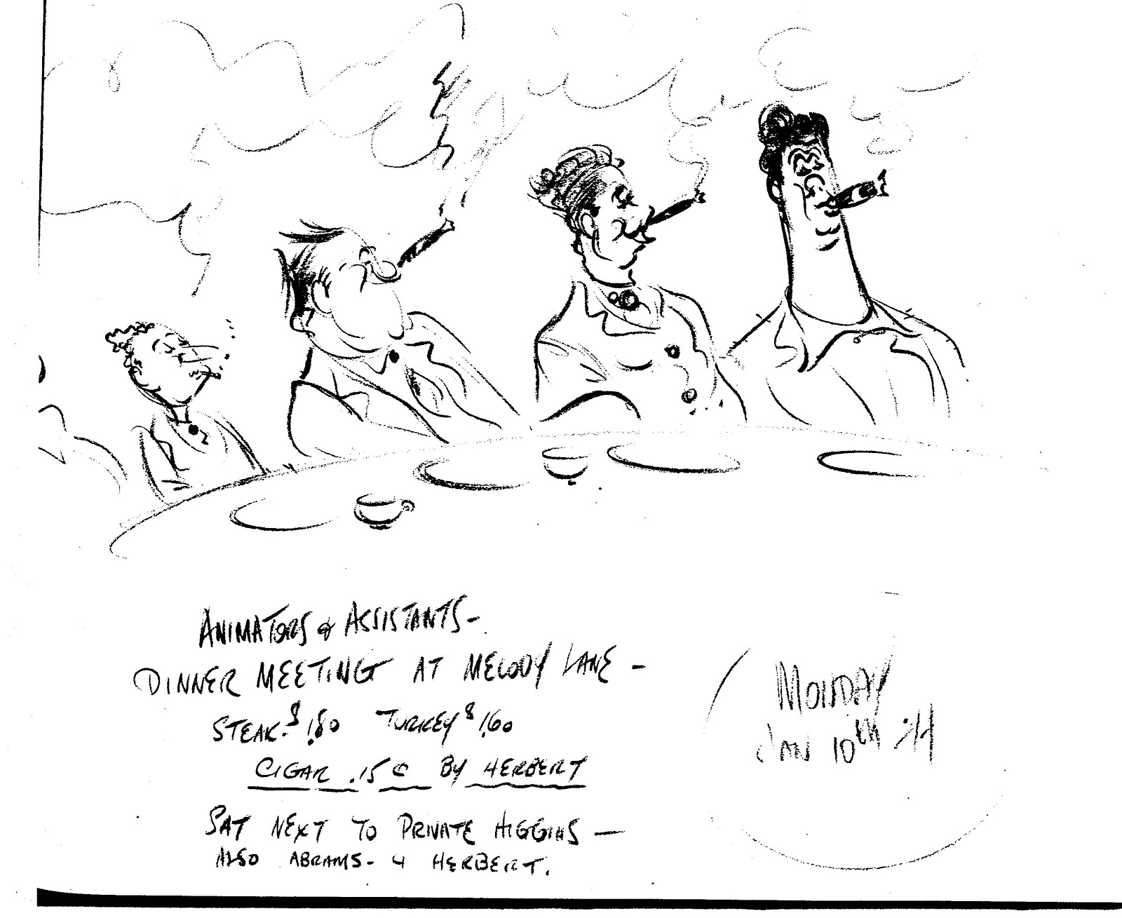Filboid Studge: Irv Spence's Cartoon Diary: January 10, 1944