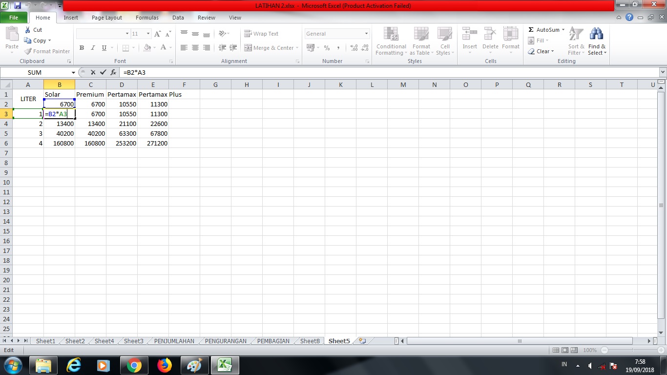 Belajar rumus matematika dengan excel
